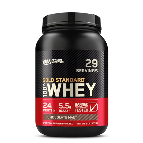 Optimum Nutrition Gold Standard 100% Whey Protein Powder, Chocolate Malt, 2 Pound (Packaging May Vary)