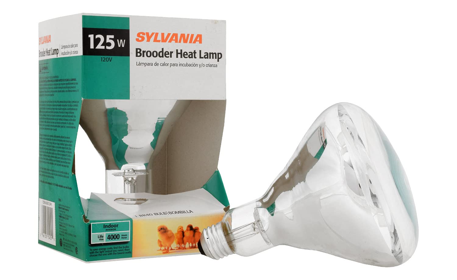 SYLVANIA Brooder Heat Lamp Light Bulb, BR40, 125W (15451)