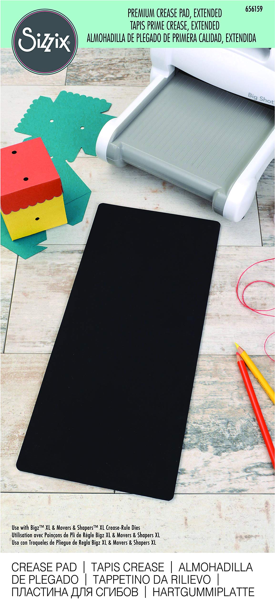 Sizzix, Black Premium Crease Pad 656159, Extended, PU Plastic, 6 1/8" x 13 1/2" x 1/8"