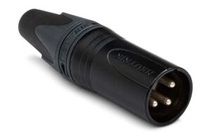 neutrik nc3mxx-bag 3-pin xlrm cable connector, black metal housing with silver contacts