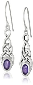 amazon collection sterling silver genuine african amethyst celtic knot linear drop earrings