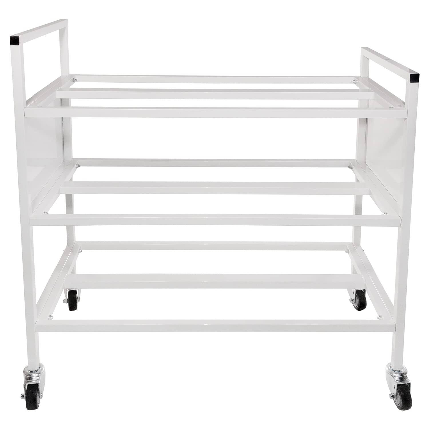 Champion Sports Three Tier Basketball Storage Cart with Swivel Caster Wheels, 24 Ball Capacity (White)