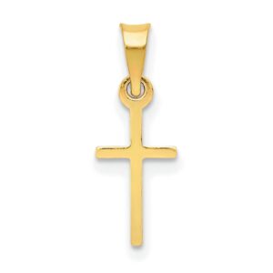 findingking 14k yellow gold cross charm pendant religious