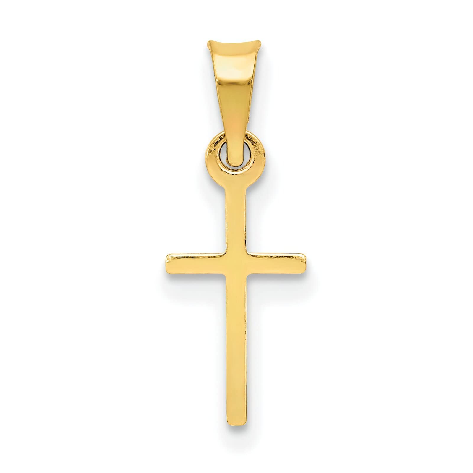 FindingKing 14K Yellow Gold Cross Charm Pendant Religious