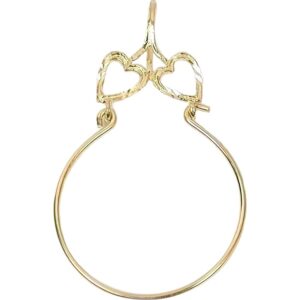 findingking 14k gold double heart charm holder