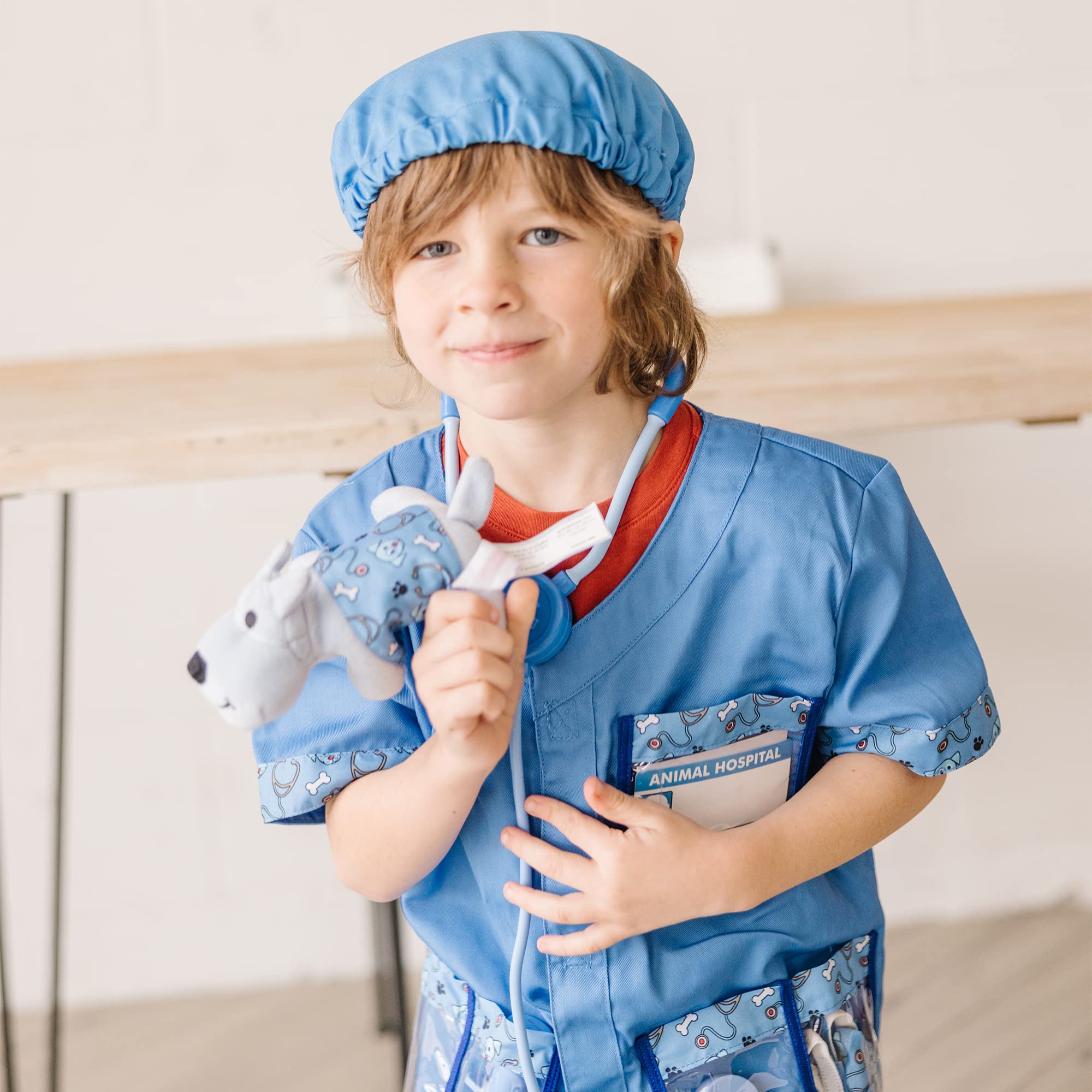 Melissa & Doug Veterinarian Role Play Costume Dress-Up Set (9 pcs) - Pretend Veterinarian Outfit With Realistic Accessories, Veterinarian Costume For Kids Ages 3+