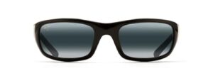 maui jim men's and women's stingray polarized wrap sunglasses, gloss black/neutral grey, small