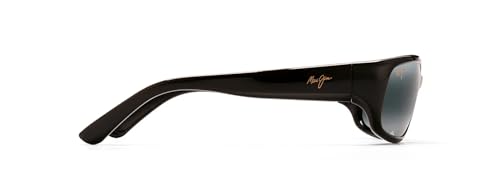 Maui Jim Men's and Women's Stingray Polarized Wrap Sunglasses, Gloss Black/Neutral Grey, Small