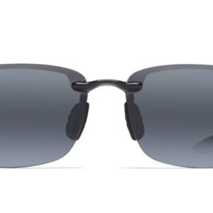 Maui Jim Men's and Women's Hookipa Polarized Rimless Sunglasses, Gloss Black/Neutral Grey, Large