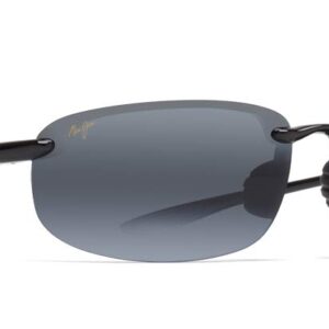 Maui Jim Men's and Women's Hookipa Polarized Rimless Sunglasses, Gloss Black/Neutral Grey, Large