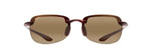 maui jim men's and women's sandy beach polarized rimless sunglasses, tortoise/hcl® bronze, small