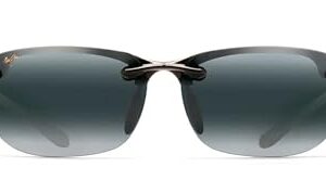 Maui Jim Men's and Women's Banyans Polarized Rimless Sunglasses, Gloss Black/Neutral Grey, Large