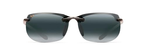 Maui Jim Men's and Women's Banyans Polarized Rimless Sunglasses, Gloss Black/Neutral Grey, Large