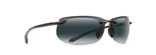 Maui Jim Men's and Women's Banyans Polarized Rimless Sunglasses, Gloss Black/Neutral Grey, Large