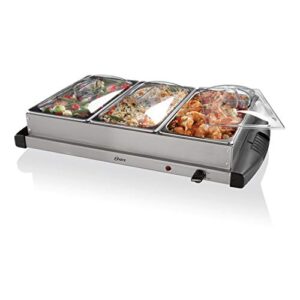 Oster Buffet Server Warming Tray | Triple Tray, 2.5 Quart, Stainless Steel