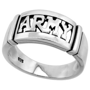 sterling silver army ring for women and men high polished solid 3/8 inch wide size 12