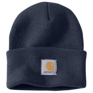 carhartt men's knit cuffed beanie, navy, one size