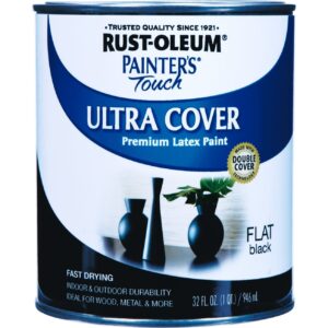 rust-oleum painters touch ultra cover indoor and outdoor flat black latex paint 1 qt.