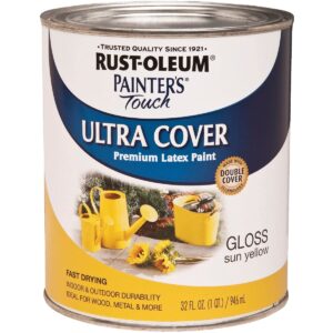 rust-oleum painters touch ultra cover indoor and outdoor gloss sun yellow paint 1 qt.