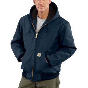 carhartt men's quilted flannel lined duck active jacket j140,dark navy,large