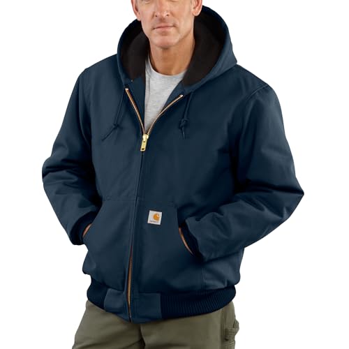 Carhartt Men's Quilted Flannel Lined Duck Active Jacket J140,Dark Navy,Large