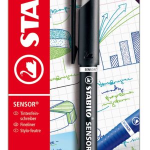 STABILO Fineliner with Cushioned F-Tip - Sensor F - Pack of 1 - Black