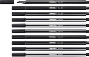 stabilo pen 68 black pack of 10 - premium felt-tip pen