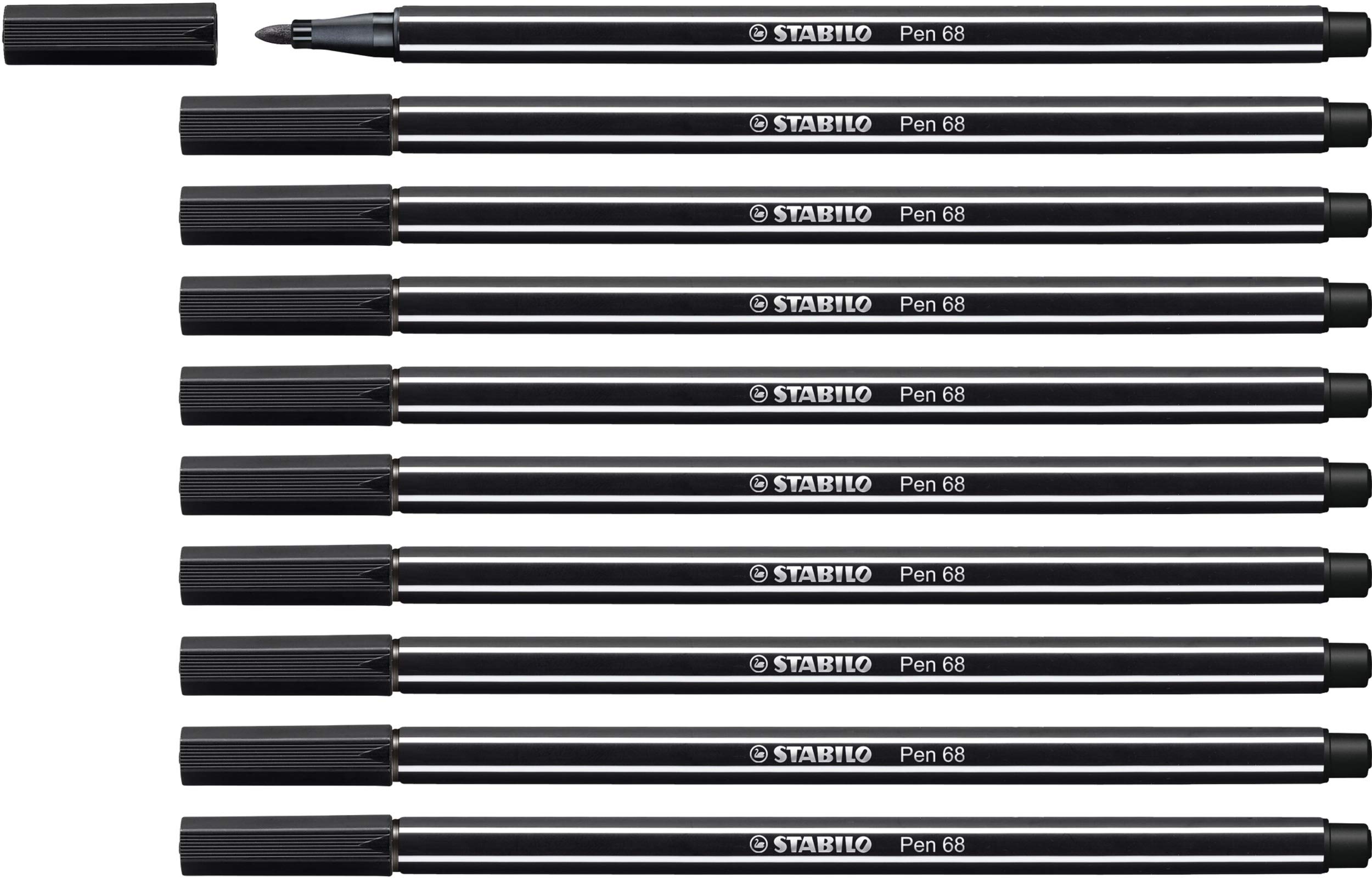 STABILO Pen 68 black pack of 10 - Premium felt-tip Pen