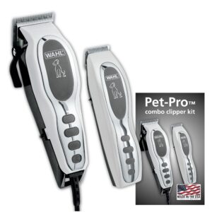 wahl pet-pro corded clipper & battery trimmer pet grooming combo kit for dogs with light to thick coats, the brand used by professionals - model 9284