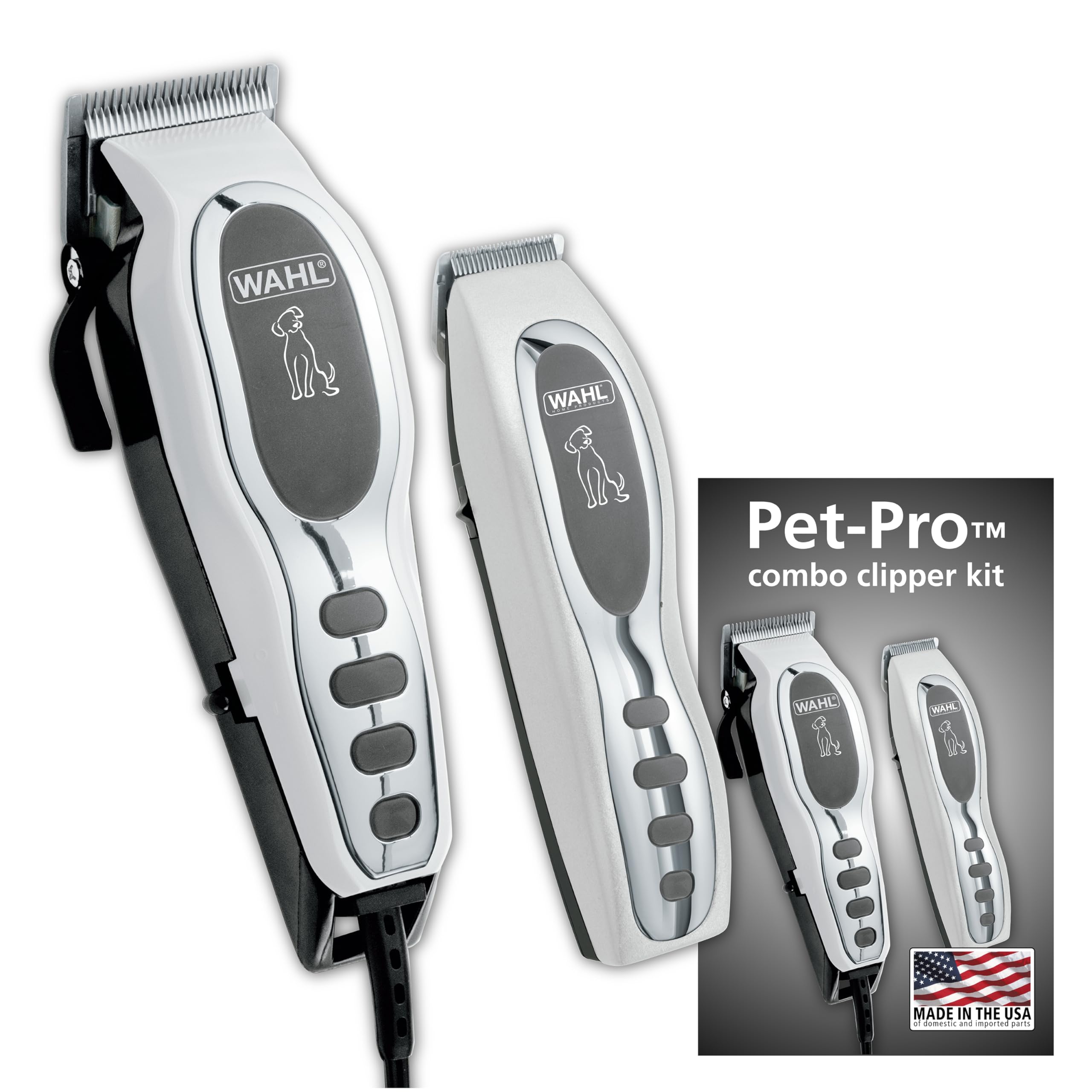 Wahl Pet-Pro Corded Clipper & Battery Trimmer Pet Grooming Combo Kit for Dogs with Light to Thick Coats, The Brand Used by Professionals - Model 9284