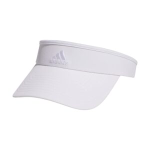 adidas women's match visor, one size flexible open-back spring fit for sun protection and outdoor activity, white/white