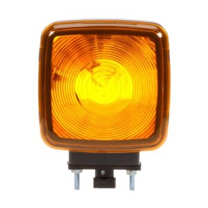 truck-lite 5800aa incandescent light (signal-stat 5800 series yellow square dual face, side marker, 1 bulb, 3 wire, pedestal light, 2 stud, black, stripped end)