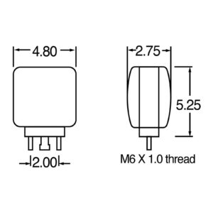 Truck-Lite 5800AA Incandescent Light (Signal-Stat 5800 Series Yellow Square Dual Face, Side Marker, 1 Bulb, 3 Wire, Pedestal Light, 2 Stud, Black, Stripped End)