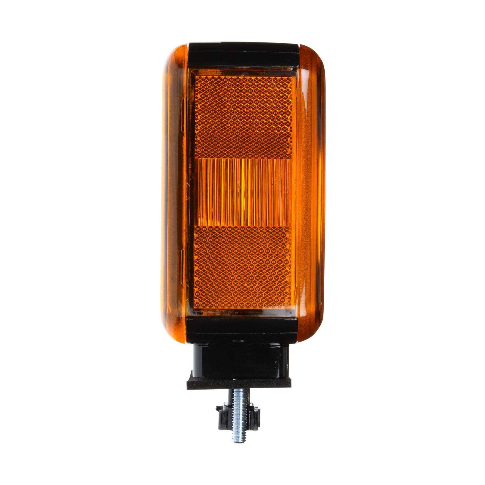 Truck-Lite 5800AA Incandescent Light (Signal-Stat 5800 Series Yellow Square Dual Face, Side Marker, 1 Bulb, 3 Wire, Pedestal Light, 2 Stud, Black, Stripped End)