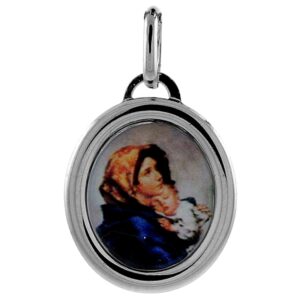 sterling silver mother mary & holy child baby jesus charm made in italy 3/4 inch tall