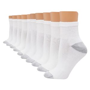 hanes womens value, ankle soft moisture-wicking socks, available in 10 and 14-packs athletic-socks, white - 10 pack, 5-9 us