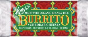 amy's bean rice & cheese burrito, organic, 6-ounce boxes (pack of 12)