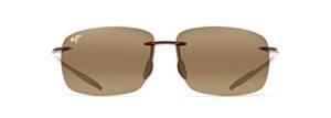 maui jim men's and women's breakwall polarized rimless sunglasses, rootbeer/hcl® bronze, medium