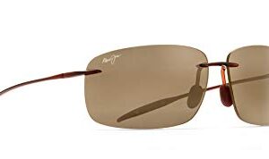 Maui Jim Men's and Women's Breakwall Polarized Rimless Sunglasses, Rootbeer/HCL® Bronze, Medium