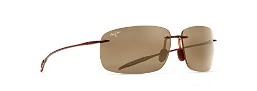 Maui Jim Men's and Women's Breakwall Polarized Rimless Sunglasses, Rootbeer/HCL® Bronze, Medium