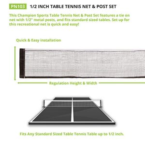 Champion Sports Table Tennis Net & Post Set, 1/2"