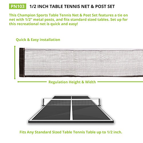 Champion Sports Table Tennis Net & Post Set, 1/2"