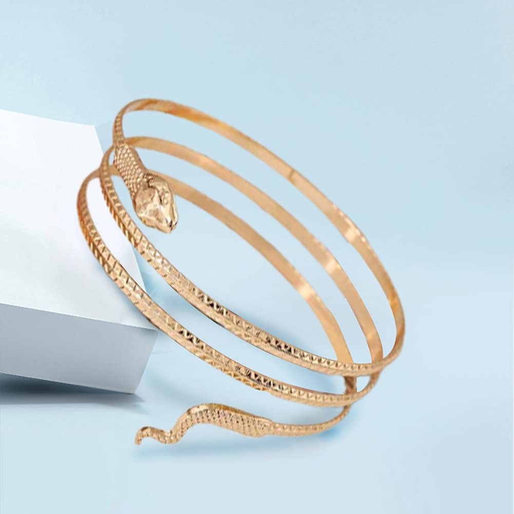 Hithop Gold Snake Bracelet Arm Cuff Jewelry Gold Arm Band Upper Arm Cuff Gold Arm Bands for women Arm Cuff Bangle for Women Gold Wrist Cuff Gold Evening Bracelet, One Size