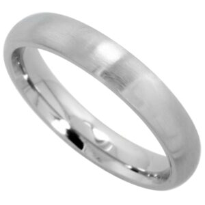 surgical stainless steel 4mm domed wedding band thumb ring comfort-fit matte finish, size 6