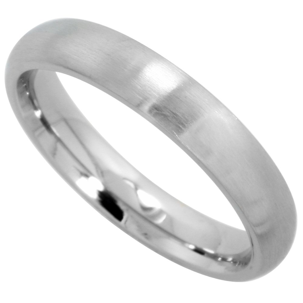 Surgical Stainless Steel 4mm Domed Wedding Band Thumb Ring Comfort-Fit Matte Finish, size 6