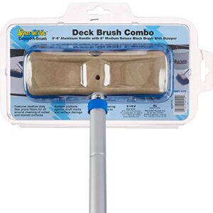 STAR BRITE Deluxe Telescoping Deck Brush Kit - Extendable Aircraft-Grade Aluminum Handle, Medium Multipurpose Bristles, Floats if Dropped, Ergonomic Design, Multi-Surface Cleaning - Blue (040192)