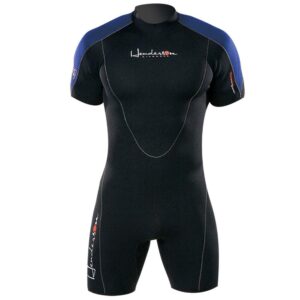 henderson man 3mm thermoprene shorty (back zip) scuba diving wetsuit-black/blue-4xlarge