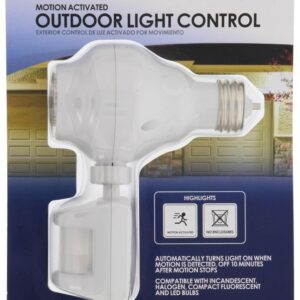 Westek Screw In Motion Sensor Light Socket for Outdoor Lighting - This Motion Sensor Light Socket Adapter Turns On Lights When Movement is Detected, 20ft Distance - (OMLC163BC)