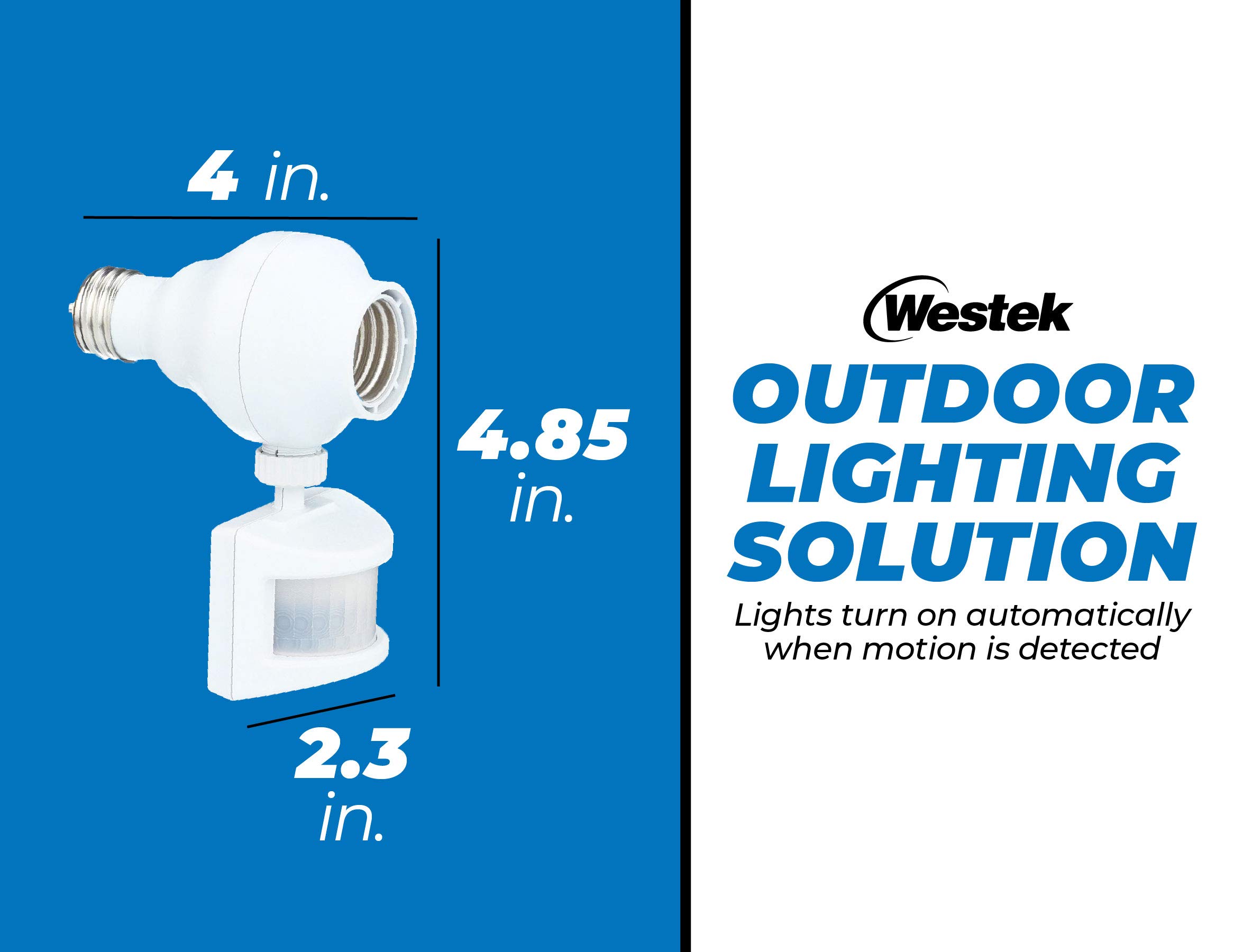 Westek Screw In Motion Sensor Light Socket for Outdoor Lighting - This Motion Sensor Light Socket Adapter Turns On Lights When Movement is Detected, 20ft Distance - (OMLC163BC)