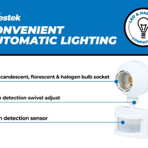 Westek Screw In Motion Sensor Light Socket for Outdoor Lighting - This Motion Sensor Light Socket Adapter Turns On Lights When Movement is Detected, 20ft Distance - (OMLC163BC)